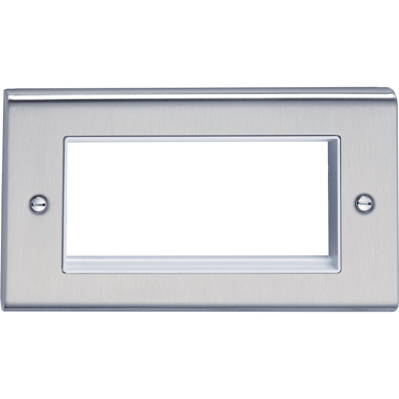 Deta SD1424SCW 4 Module Data Plate Satin Chrome White Insert — All ...