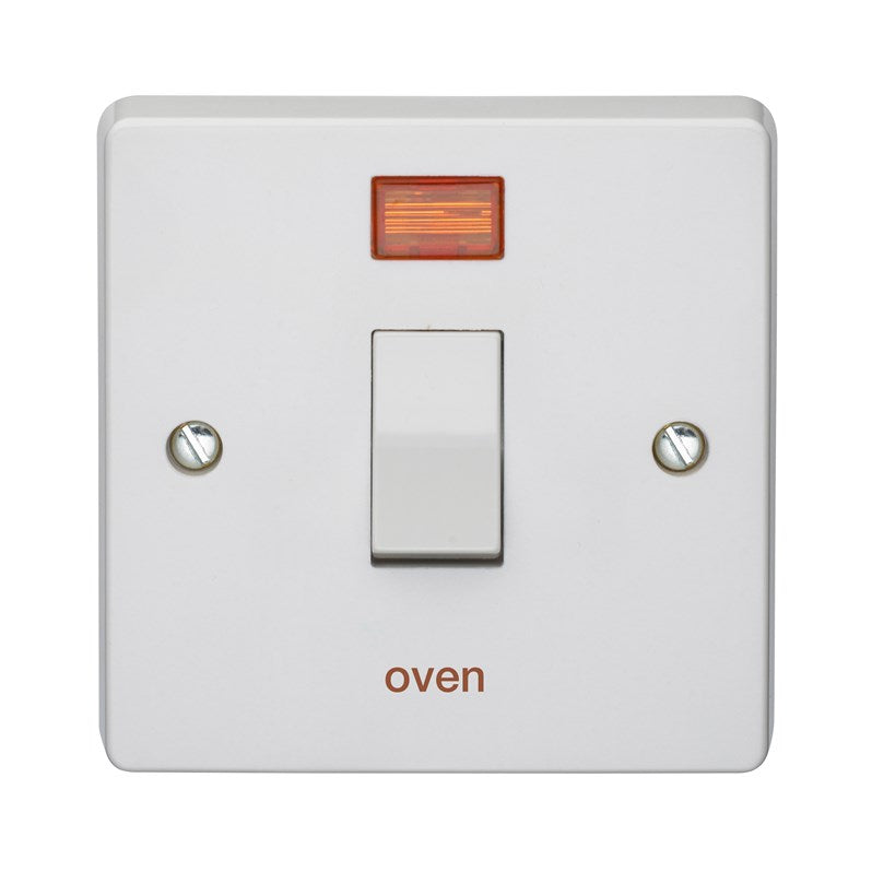 Crabtree 4013/3/OV 32A 1 Gang Double Pole Control Switch With Neon Pri ...