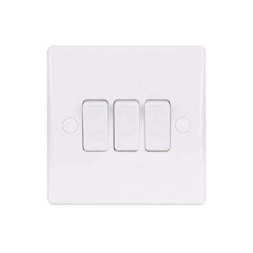 Schneider GU1032 Ultimate Slimline Plate Switch 3 Gang 2 Way 16A 230VA ...