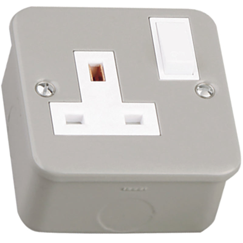 Newlec NL8400/1 Socket Outlet Switched Single Pole 1 Gang 13A Metalcla ...