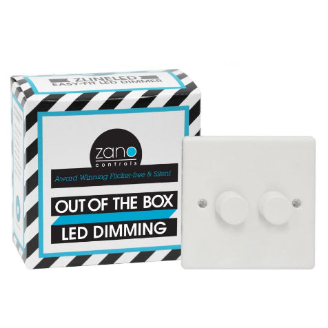 Zano ZSP252 Dimmer Switch Plated 2 Gang Rotary Push On/Off 2 X 250W Wh ...